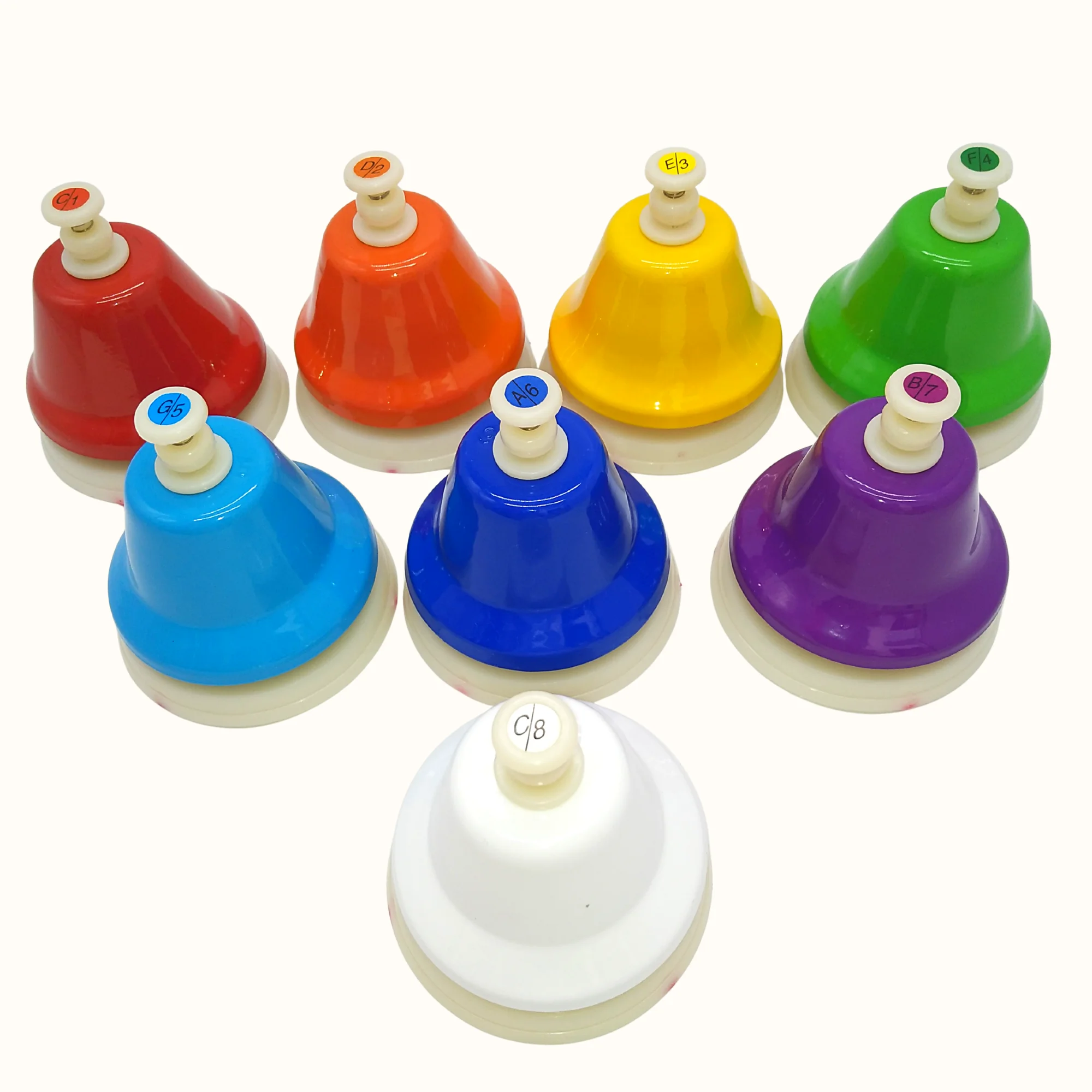 Hand Bells Set Colorful 8 Note Diatonic Metal Bells Percussion Music ...