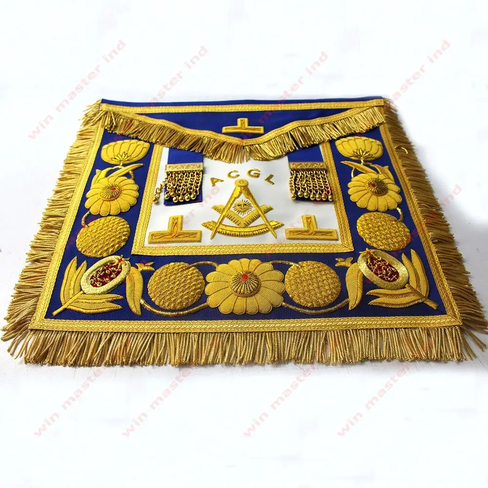 Masonic Grand Master Full Hand Embroidered Entered Apprentice Apron ...