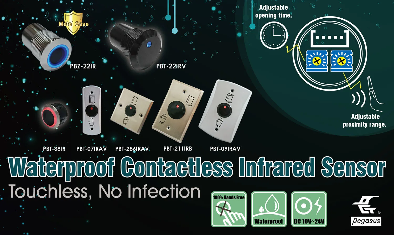 Mini Size 22mm Metal Case DC10-24V Waterproof Touchless Infrared Sensor