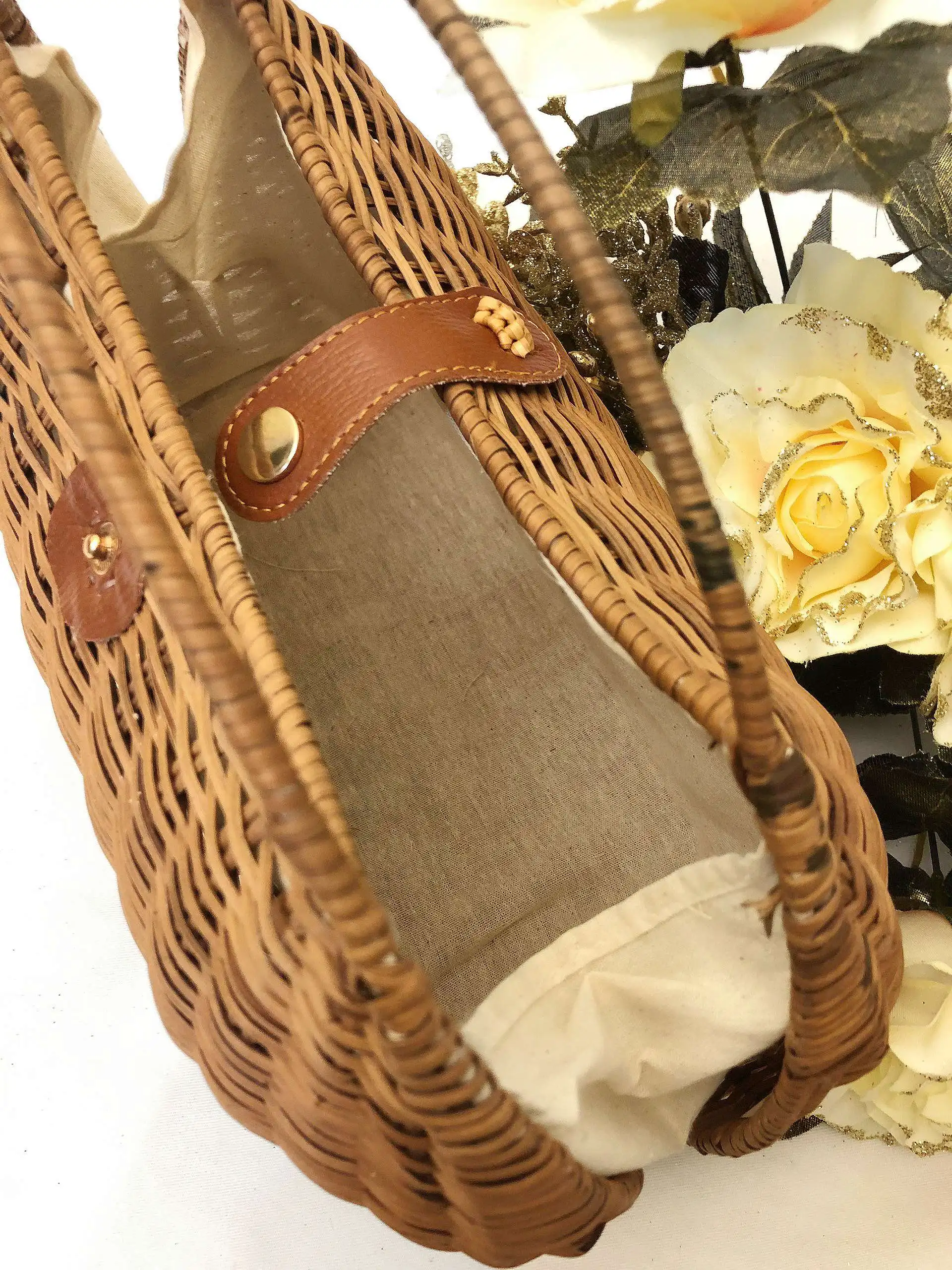 100% Natural Material Wicker Bag Eco-friendly Handwoven Wicker Handbag ...