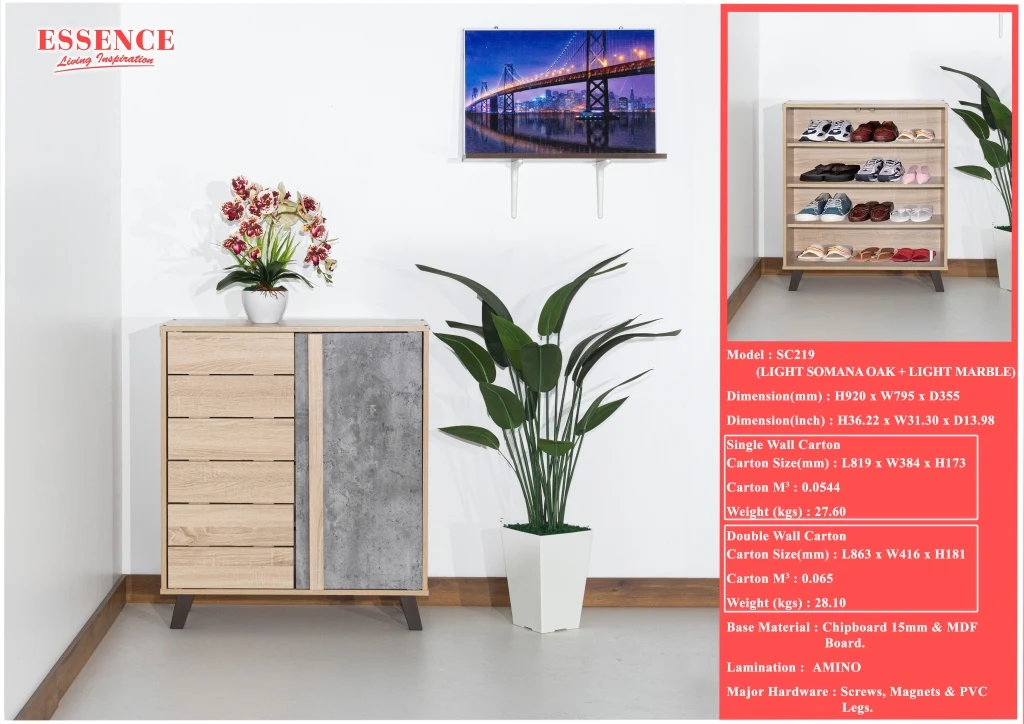 4-Tier Versatile SC219 Light Oak Light Marble Simple Design Wood Panel ...