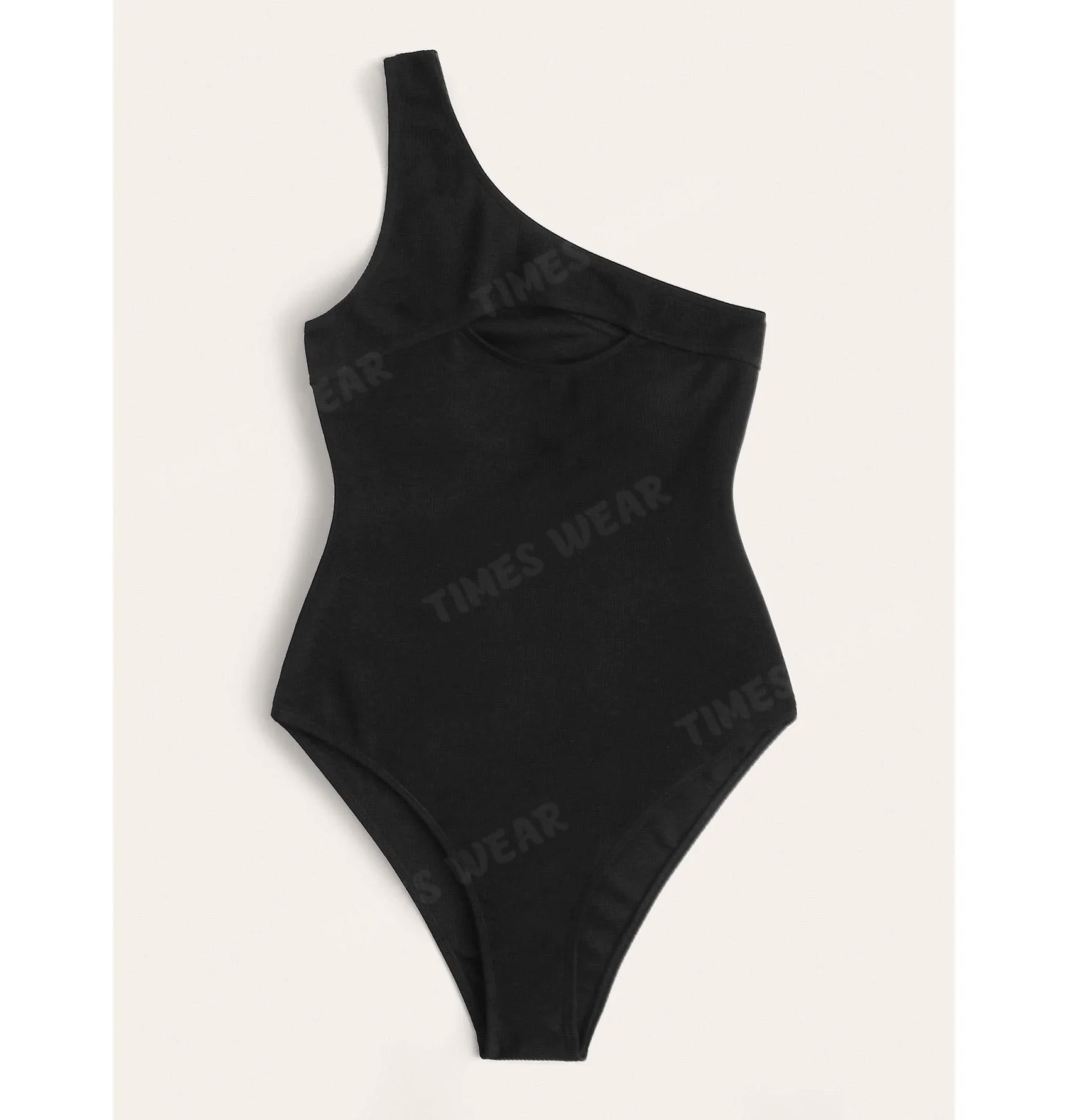Summer Women Solid Bathing Suit Cut-out One Shoulder One Piece Swimsuit ...
