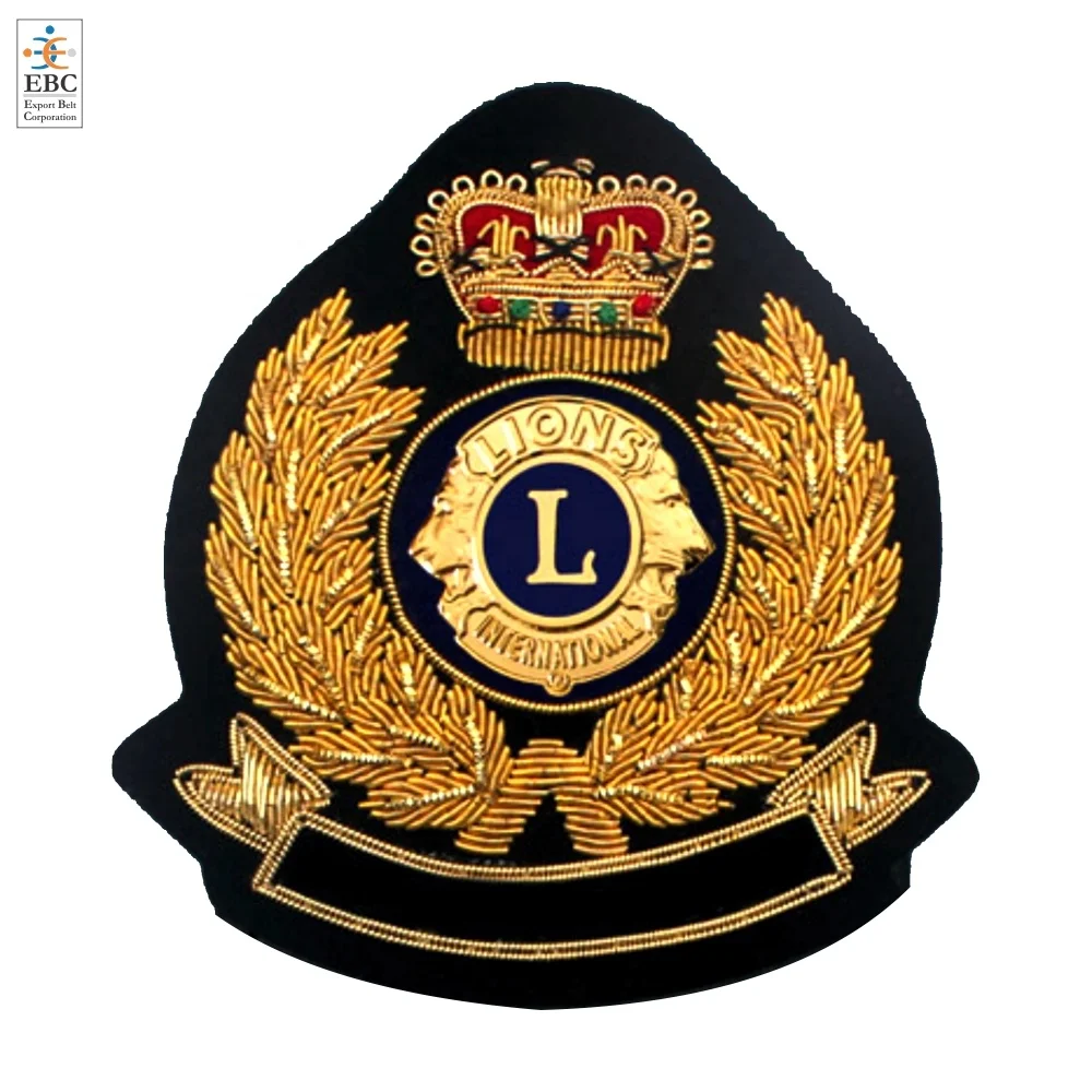 Custom Gold Bullion Wire Club Badge Crest Wholesale