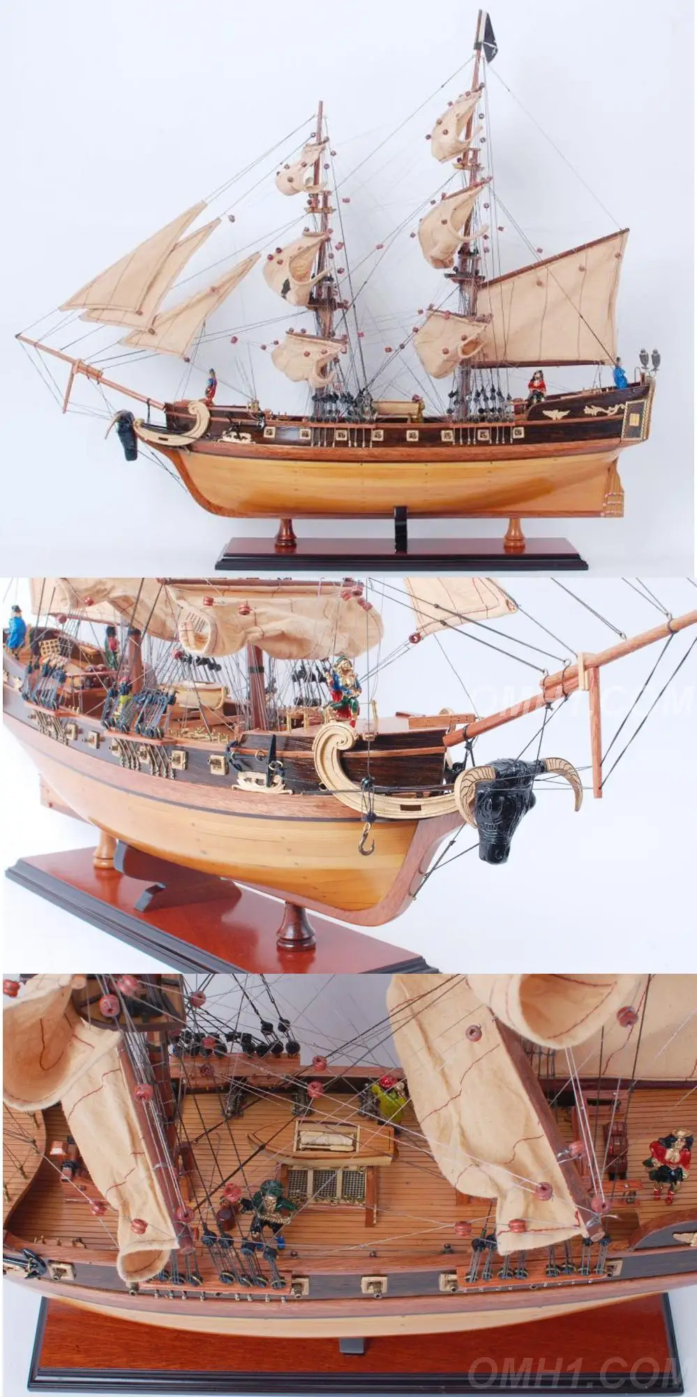 Pirate Ship Model Ship 60 Cm Handcrafted Wooden Replica With Display ...