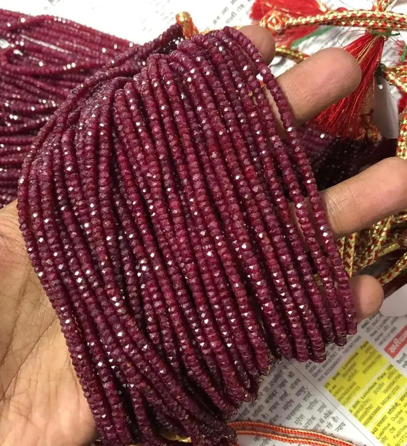 3mm 4mm Natural Ruby Stone Faceted Rondelle Wholesale Gemstone Beads ...