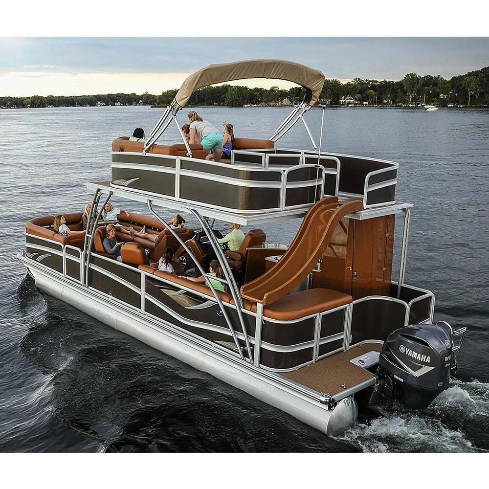 28ft 300HP Tritoon Pontoon Boat With Bathroom For Sale| Alibaba.com