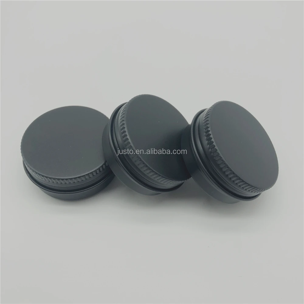15ml Small Round Black Aluminum Tin Container Jar With Screw Top Lid 1/ ...