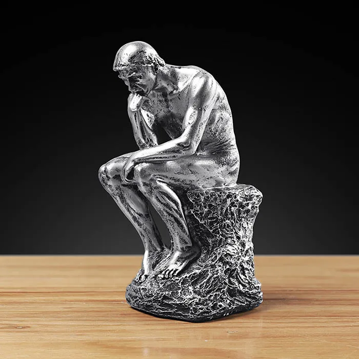 10" Resin the Thinker Statue - Famous Thinking Man Sculptures