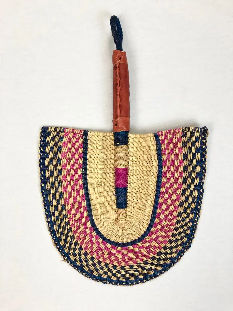 Colorful Seagrass Hand Fans - Artistic Wall Decor from Vietnam
