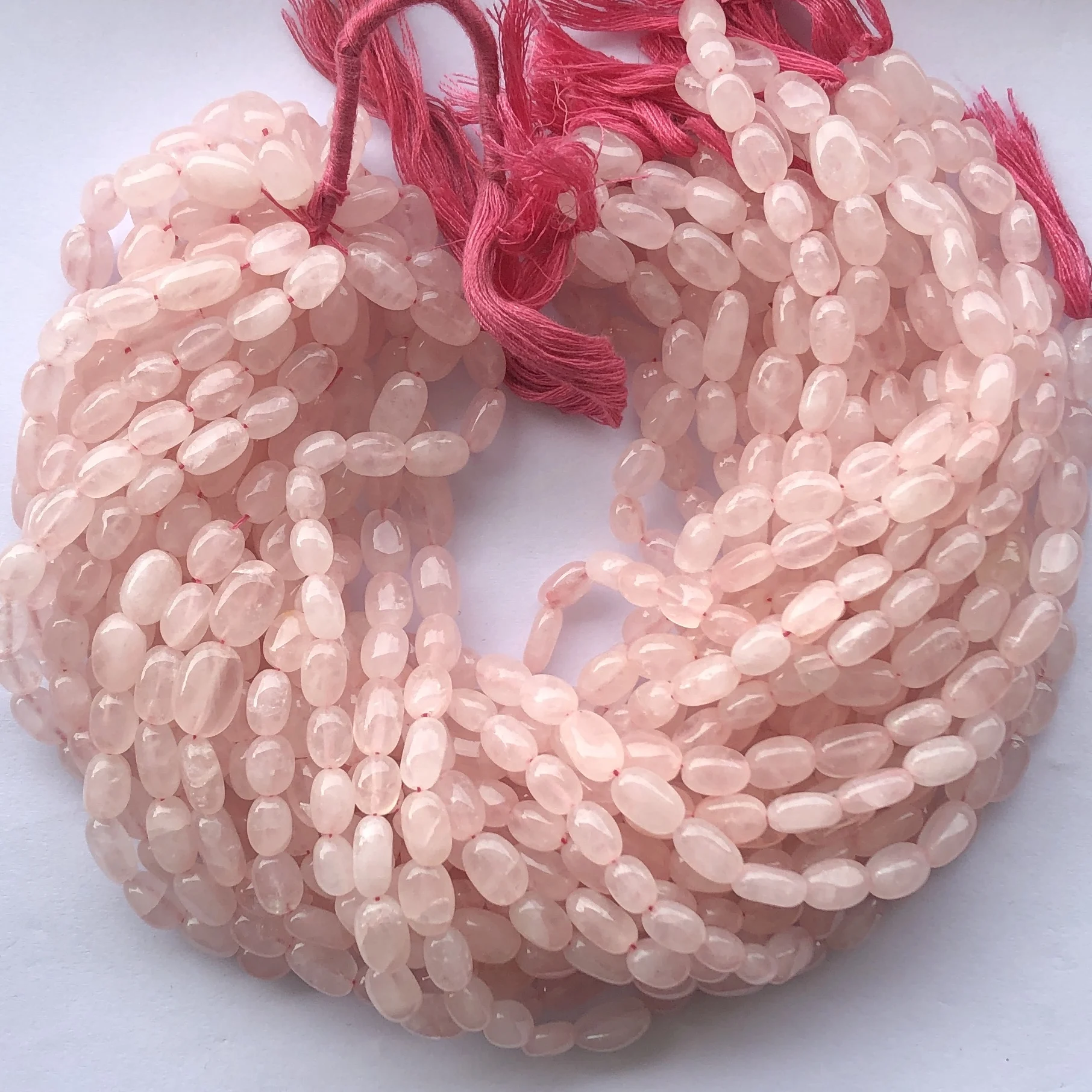 6mm 8mm 10mm Natural Pink Rose Quartz Stone Smooth Oval Shape Gemstone ...