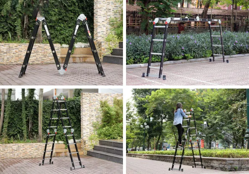 Multi-position Folding Ladder Aluminium Multi-purpose 4x4 Steps En131 ...