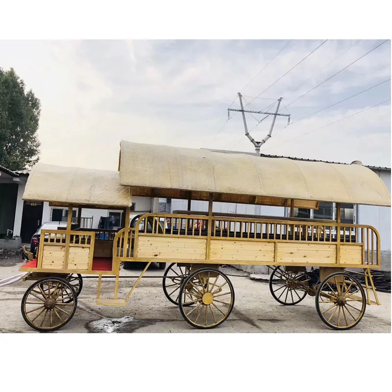 Horse Drawn Western Food Chuck Wagon Wooden Carriages For Tourism - Buy ...