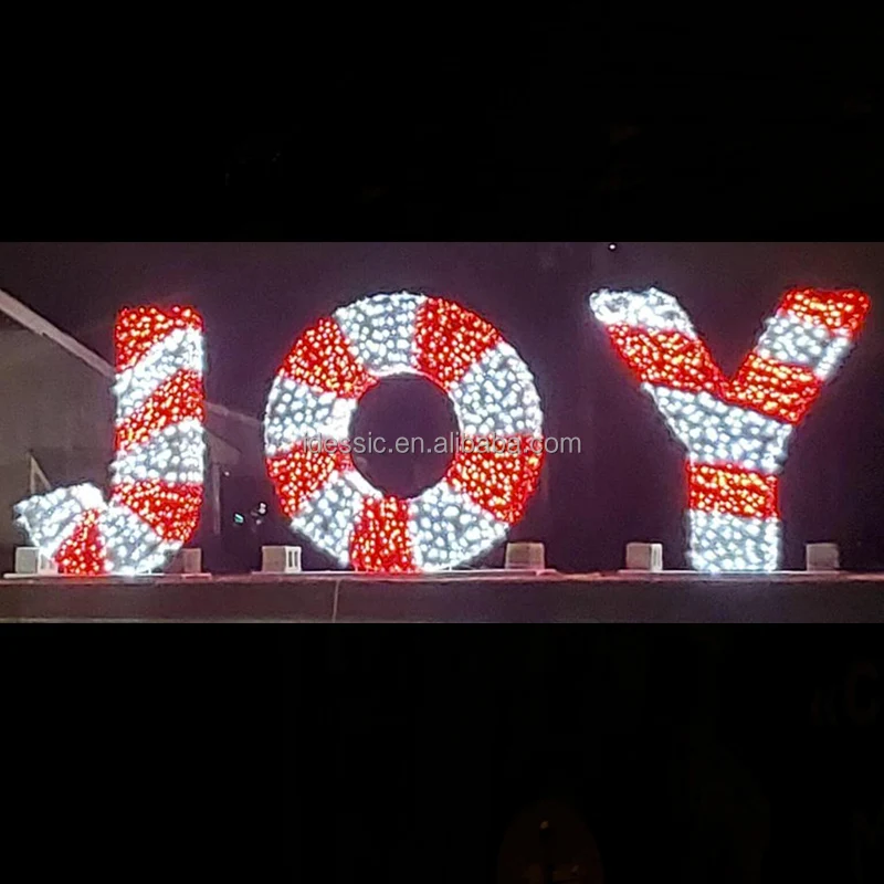 Outdoor Extra Large Illuminated Joy Letters Signs for Christmas