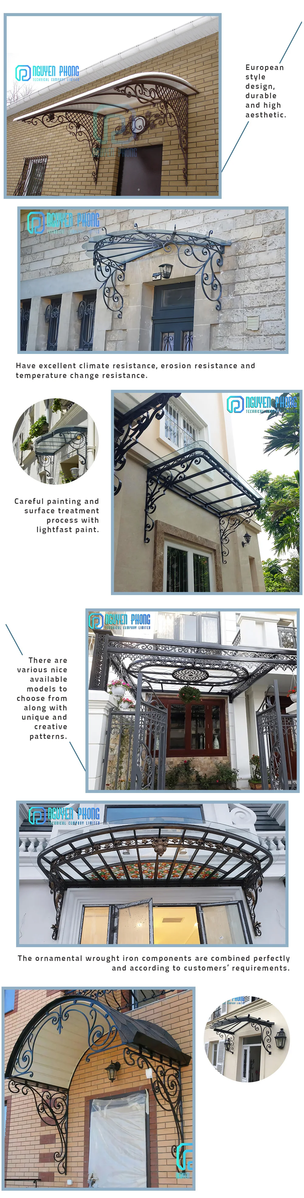 High Quality Patio Wrought Iron Curved Canopy Awning Cover In Stock ...