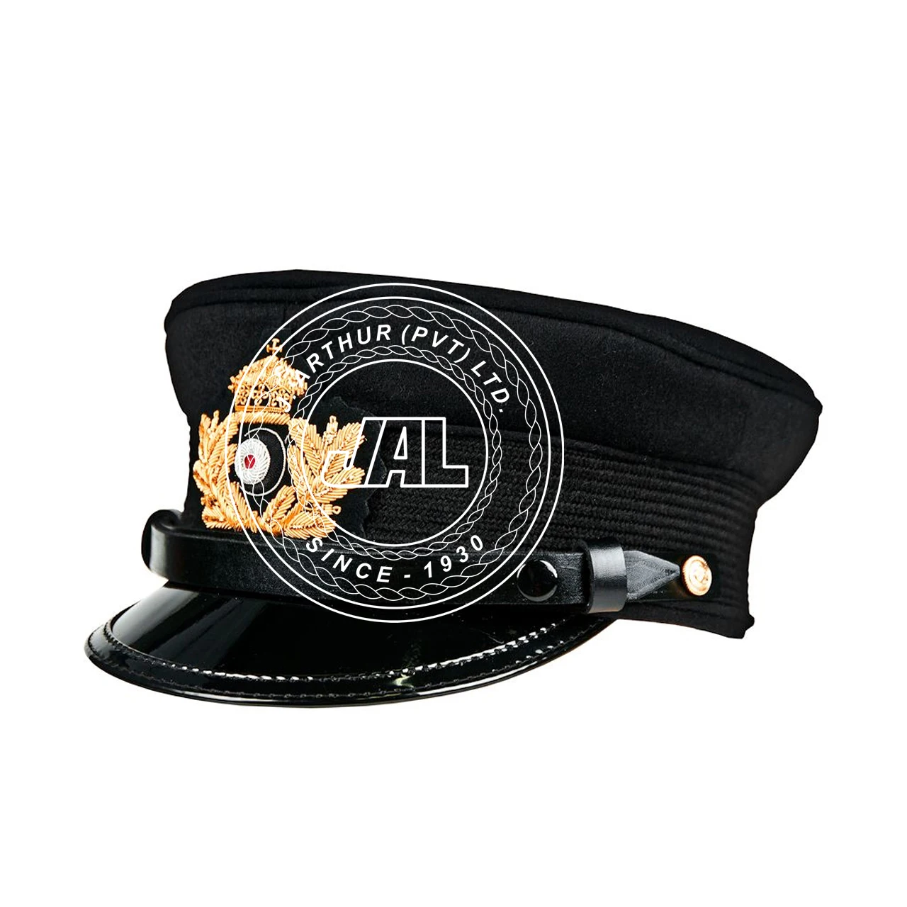 Officer Black Hat | Ceremonial Officer Peak Cap | Embroidered Peak Hat ...