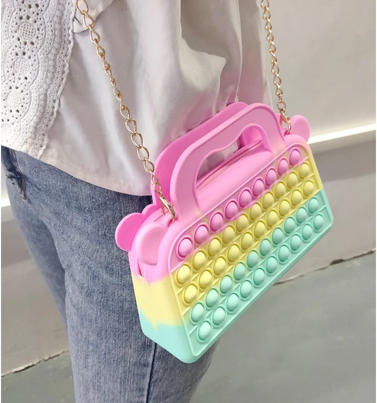 Toys Fidget Handbag Sensory Silicone Bubble Rectangular Storage Bag ...