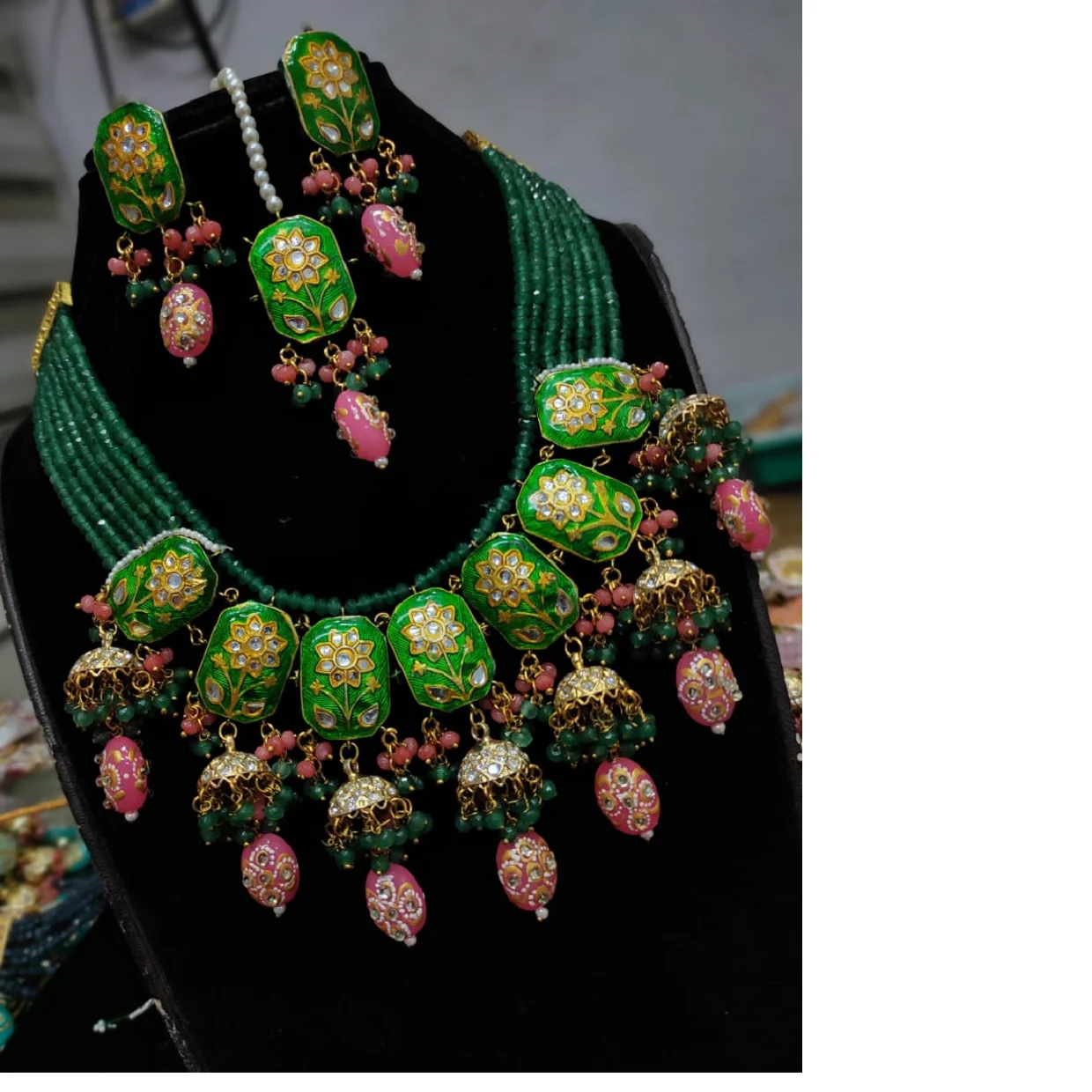 custom made beaded lac jewelry including lac earrings and necklace sets ...