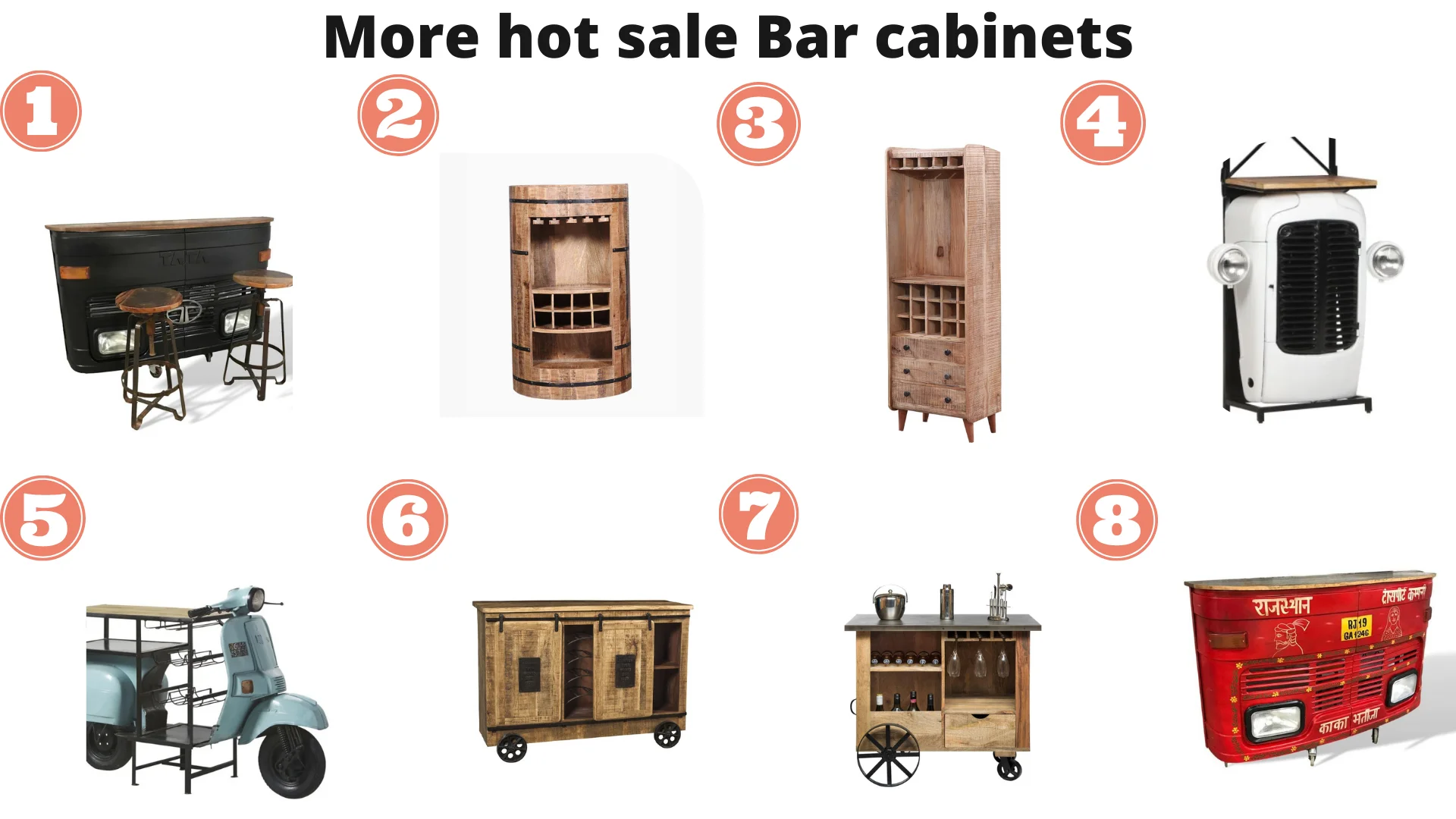 Barrel Style Bar Cabinet Solid Wood Bar Tables With Metal Base Living ...
