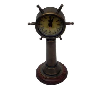 Handcrafts Brown Antique New Design Brass Table Clock With Stand Ship ...