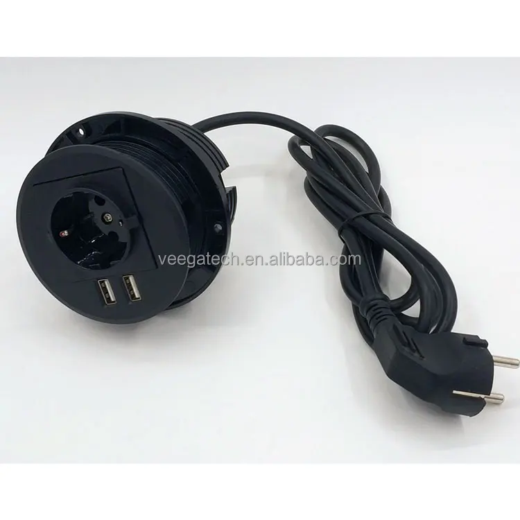 Smart Round Office Desk Grommet Socket 1eu Power 2 Usb Charging With ...