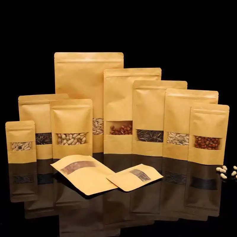 Biodegradable 3 Layer Laminated Food Paper Bags Food Nuts Kraft Paper ...
