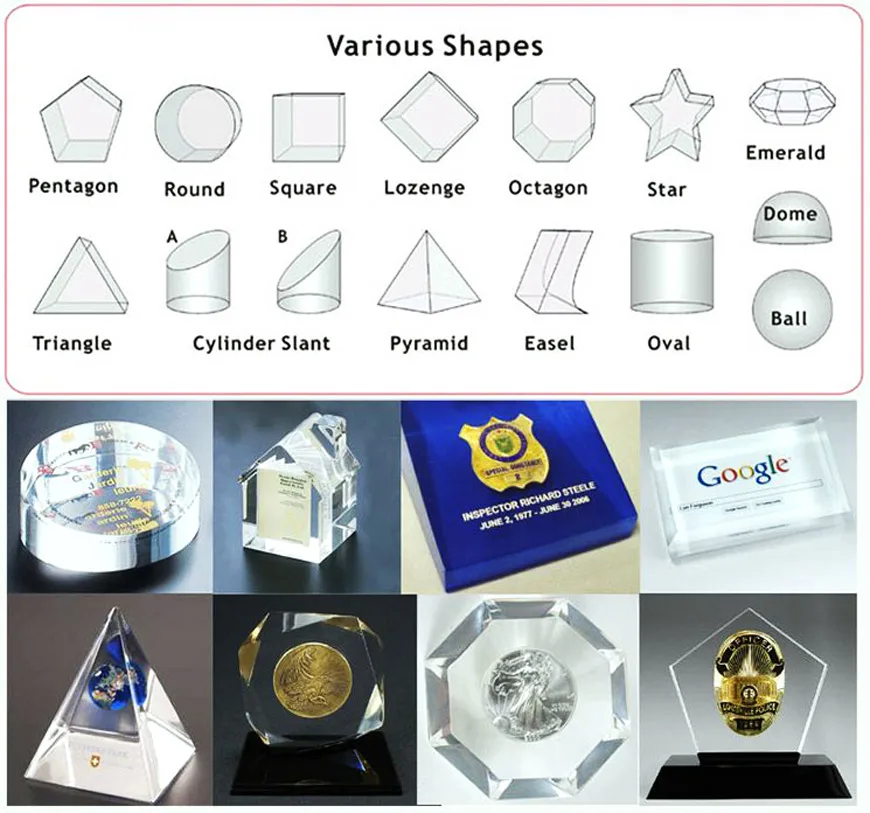 Custom Made Crystal Glass Lucite Challenge Coin Paperweight