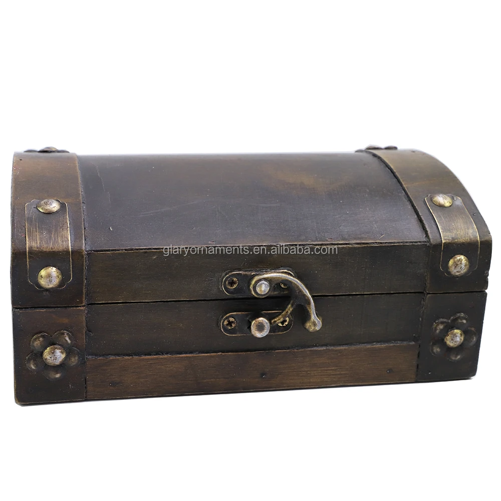 Small Pirate Style Wooden Decorative Box - Treasure Chest
