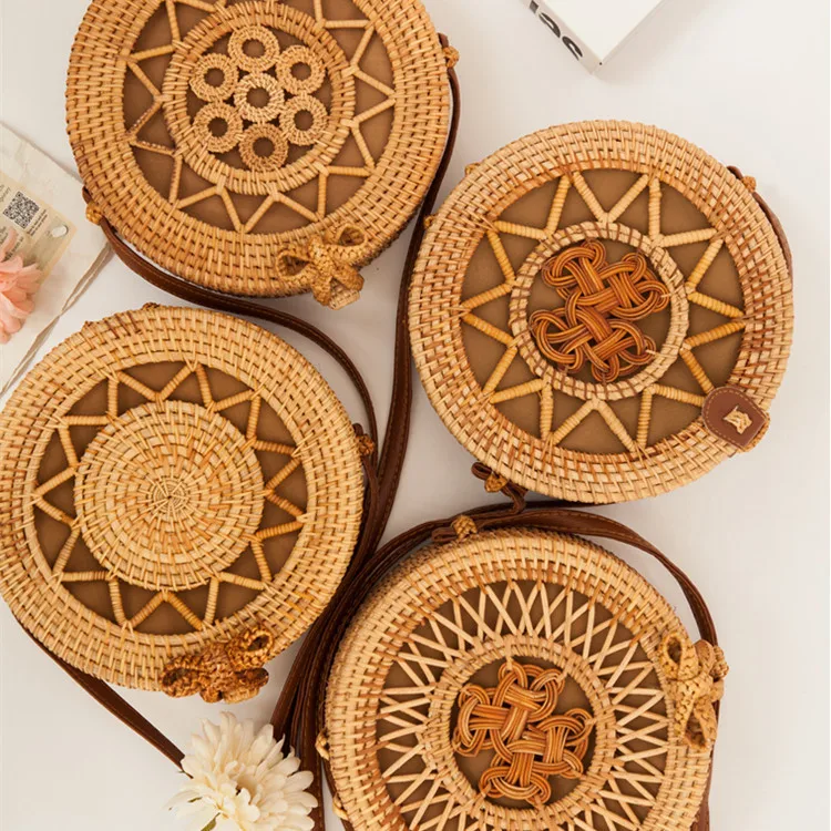 Hot Design Square Rattan Round Rattan Bag Women's Fashion Portable ...