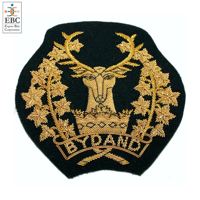 OEM Embroidery Bullion Crest - Handcrafted Gold Wire Patches