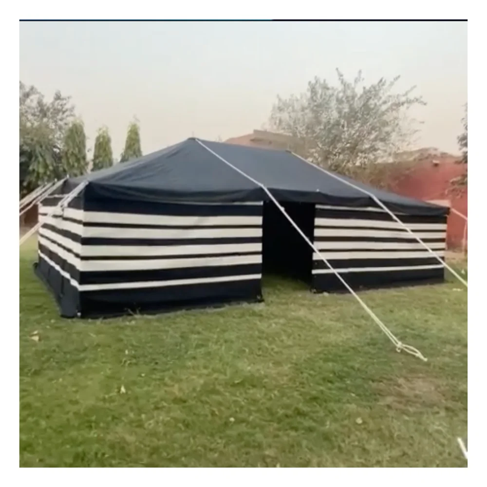 Middle Eastern Black & White Stripe Canvas Tent for Camping, Outdoor ...