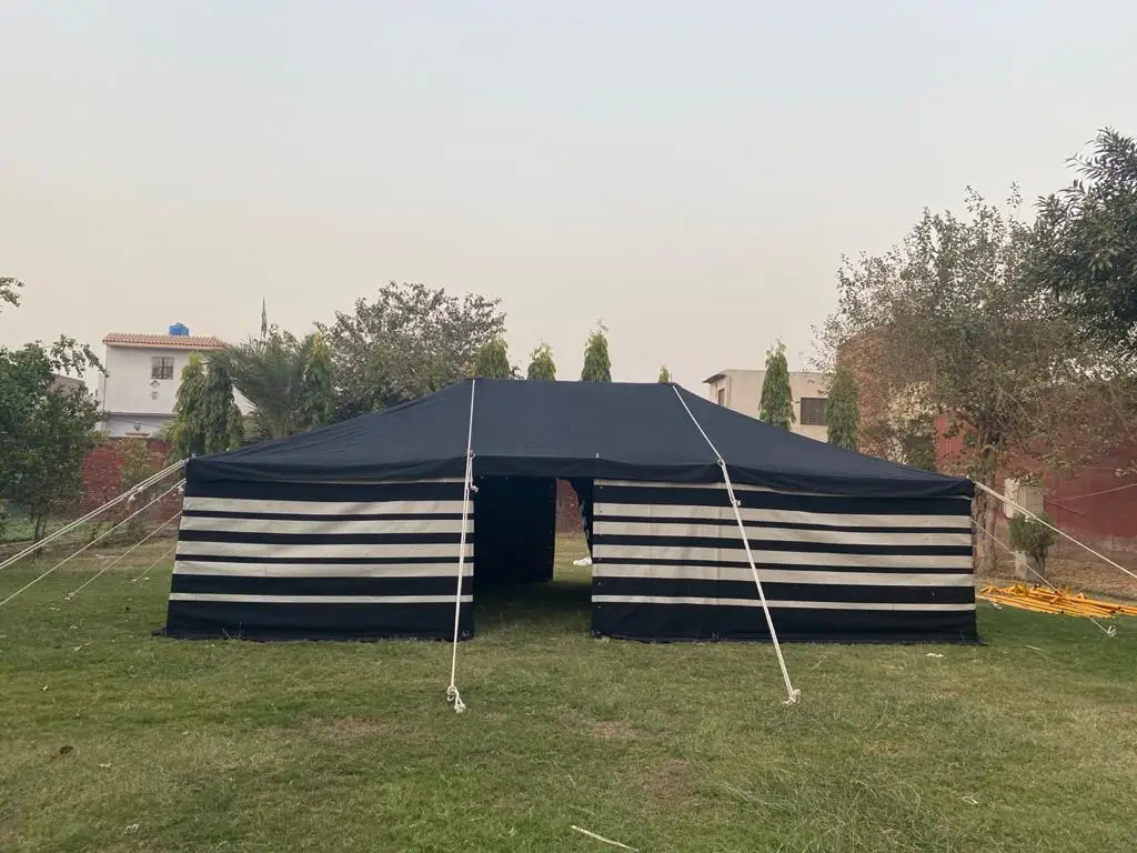 Middle Eastern Black & White Stripe Canvas Tent for Camping, Outdoor ...