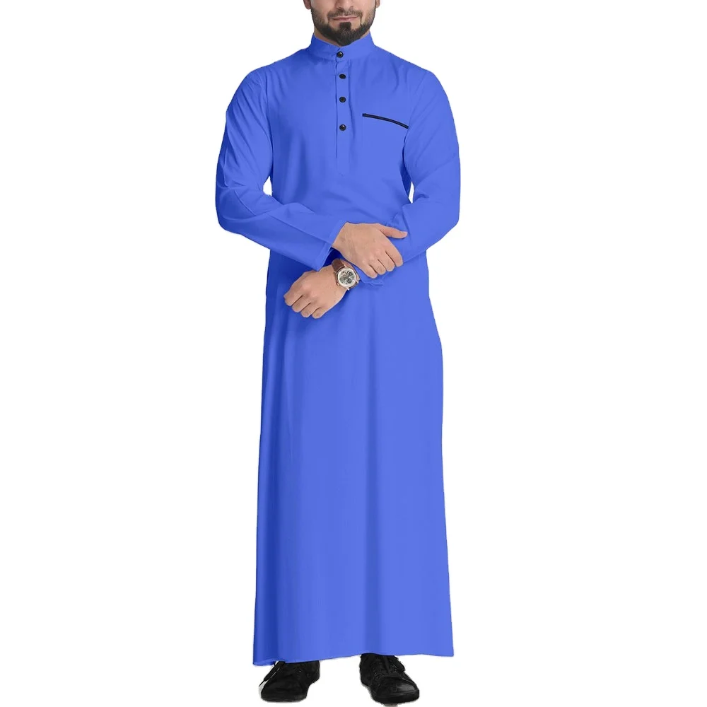 7 Color Muslim Men Long Sleeve Thobe Islamic Clothing Saudi Arab Men ...