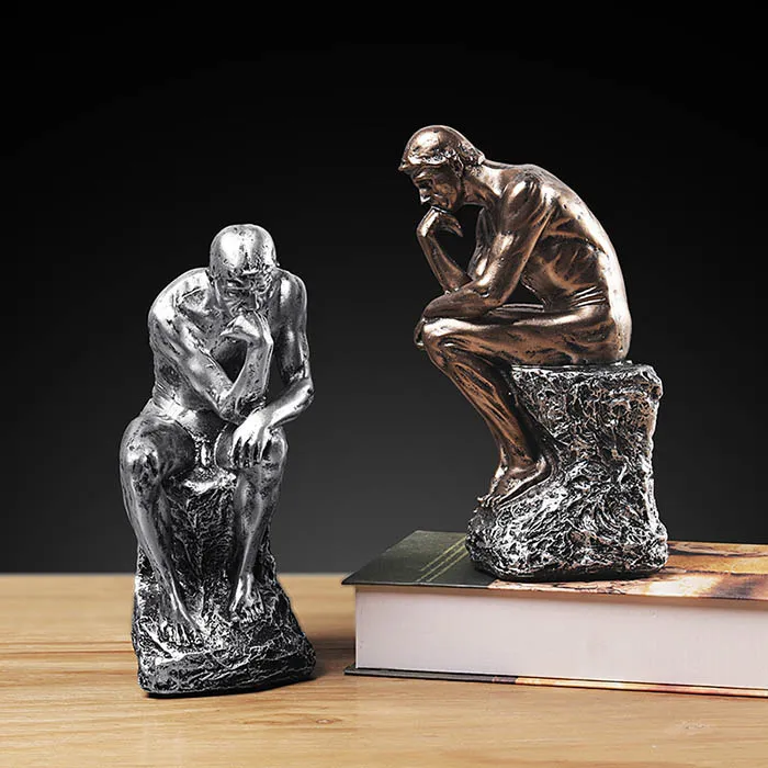 10" Resin the Thinker Statue - Famous Thinking Man Sculptures