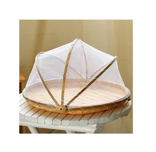 Eco Friendly Food Cover - Bamboo Wicker With Net - Bamboo Woven Netted ...
