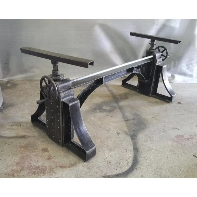 Industrial Crank Table - Adjustable & Stylish Home Furniture