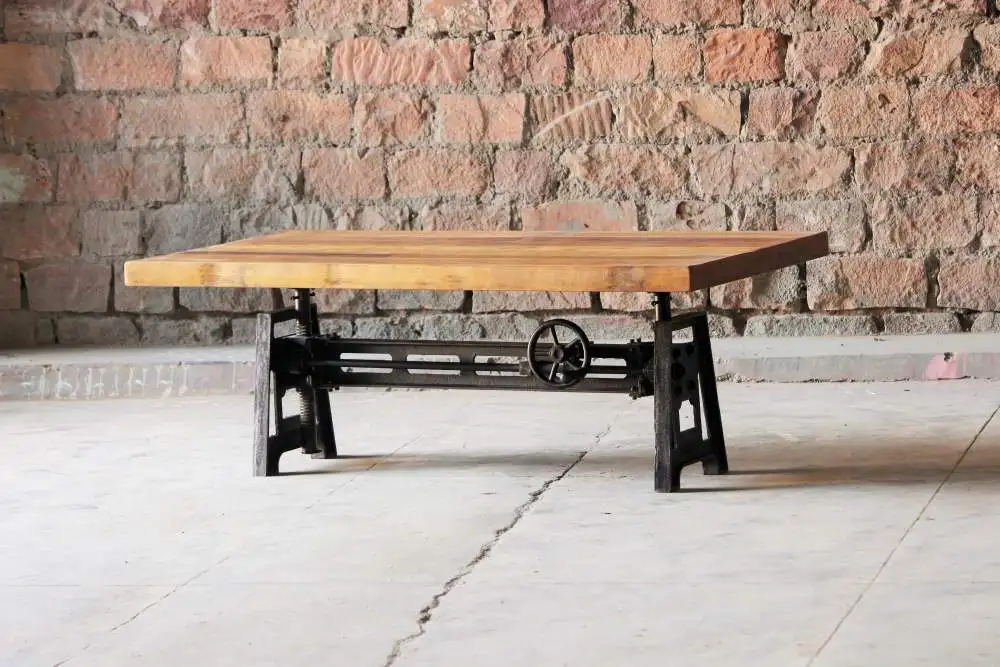 Vintage Industrial Crank Dining Table Jodhpur Rustic Crank Dining Table ...