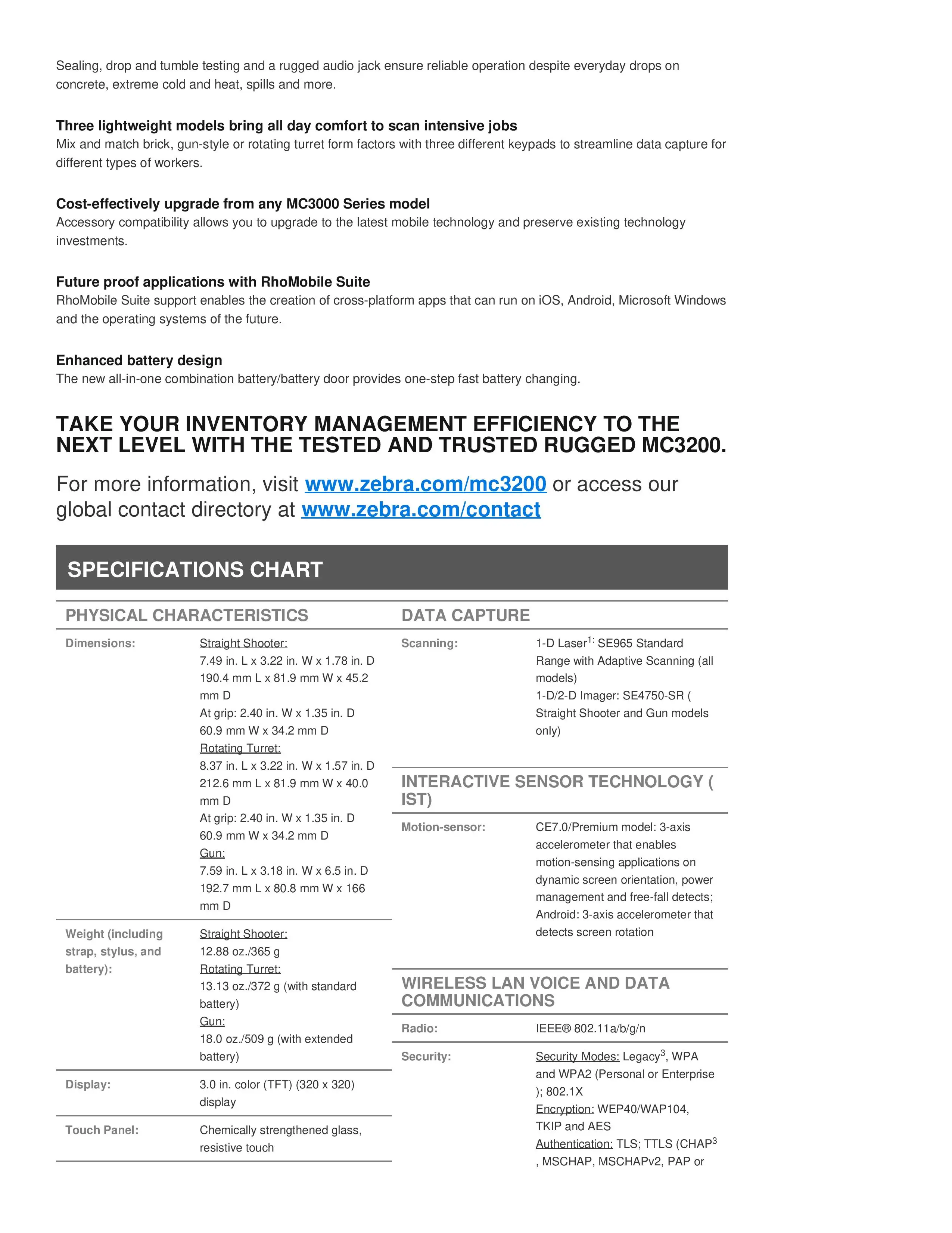 Zebra MC3200 - Robust Android Handheld PDA with 2D Scanner