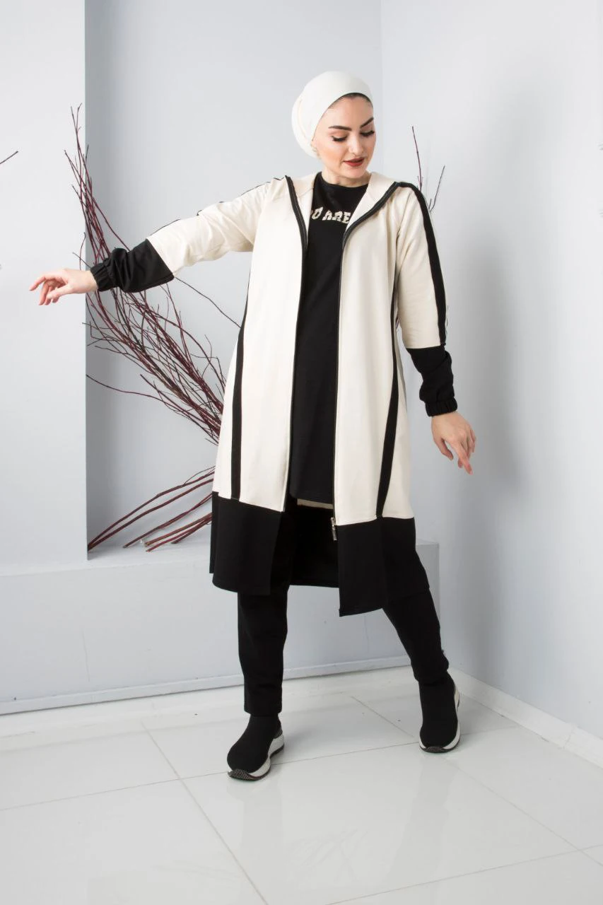 New Season Women 3 Piece Hooded Tracksuit Set Islamic Clothing Abaya ...