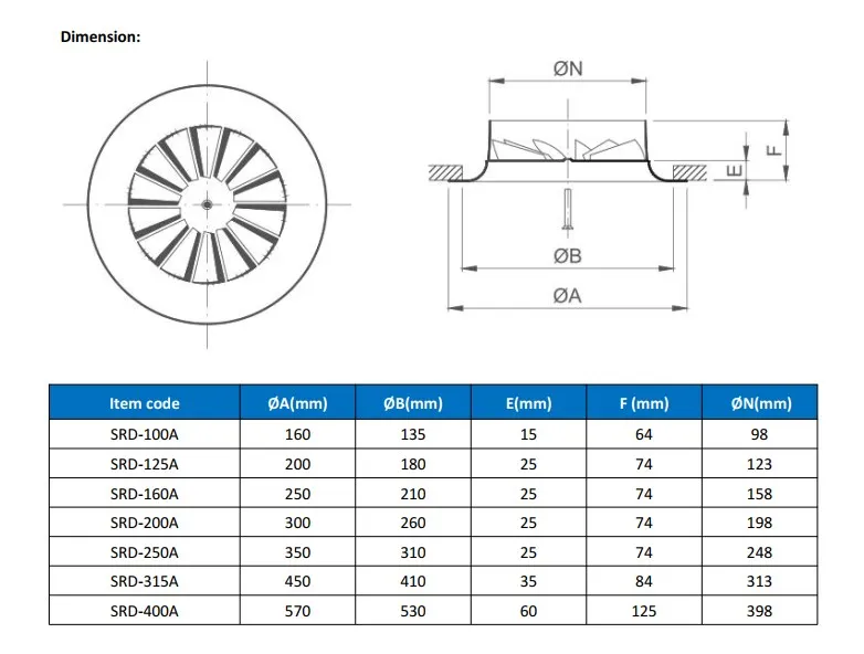 Aier Ventilation Equipment Circular Ceiling Air Swirl Diffuser with ...