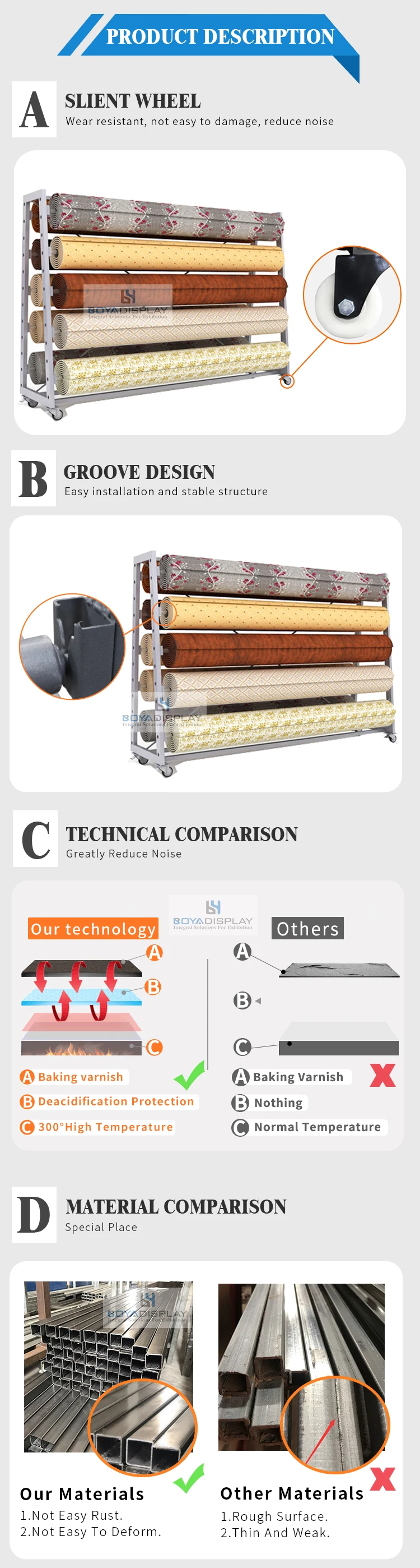 Customize Size Factory Price Roll Carpet Hanging Rug Display Metal Rack ...