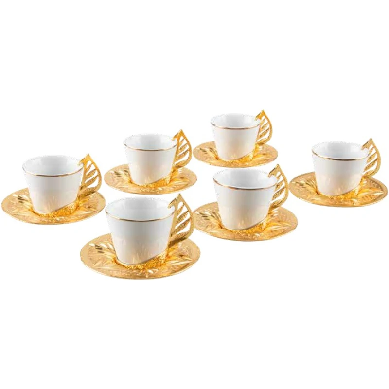Turkish Silver Gold Ceramic Coffee Cup Set Tableware With Tray Turkish ...