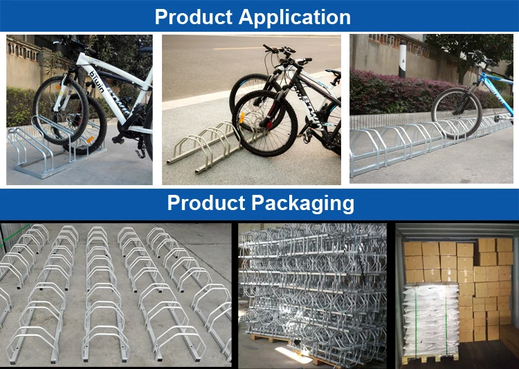 U Shaped Rack Standing Steel Bike 3 Place Stand Floor-mounted Bicycle ...