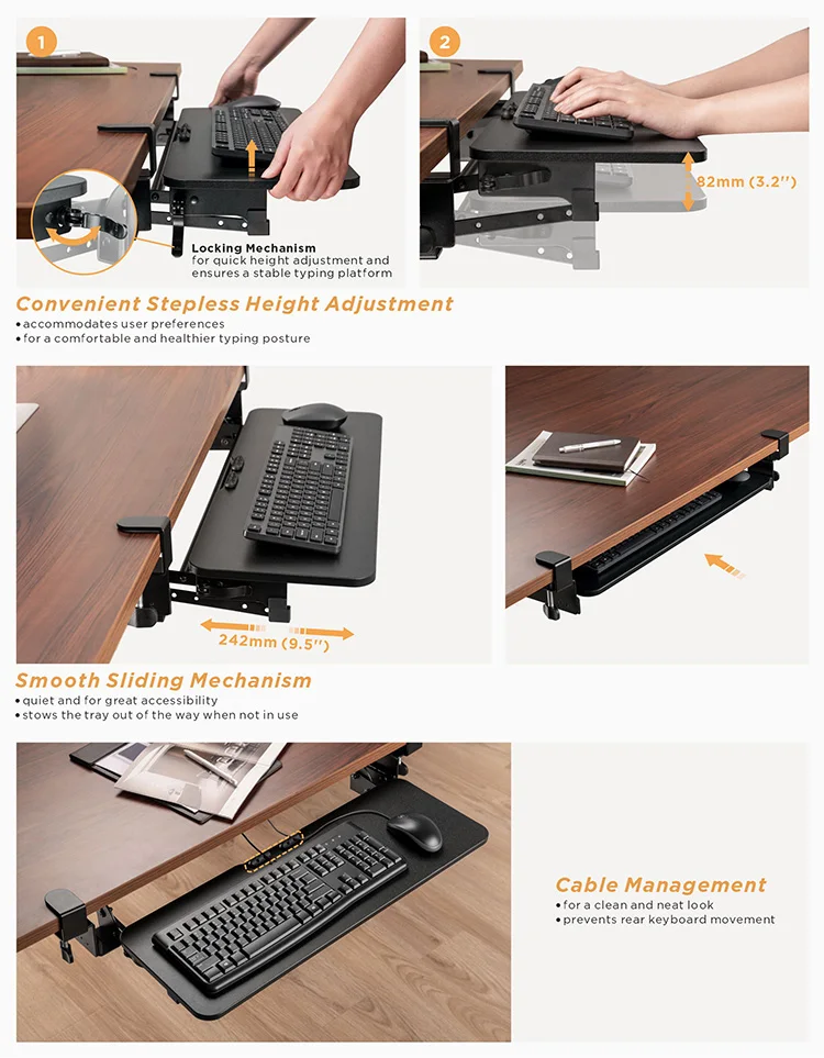 Space-saving Keyboard Tray - Adjustable & Foldable Design