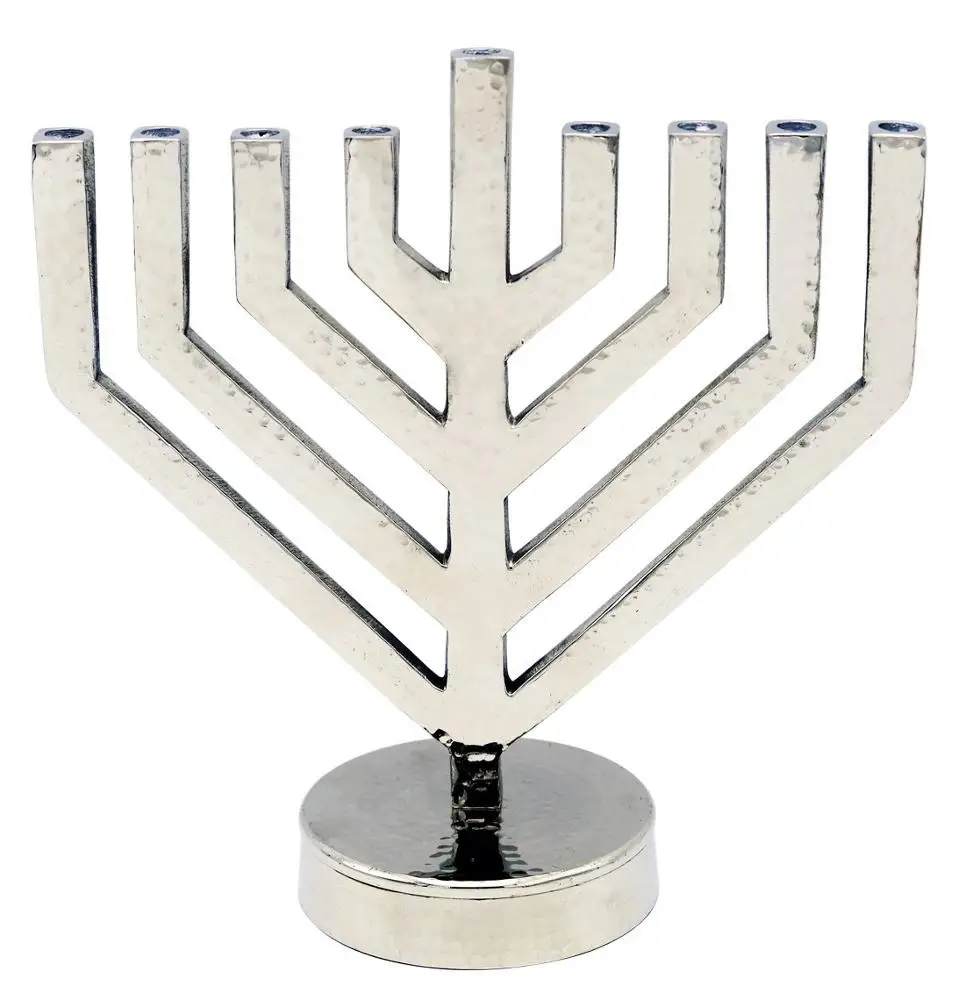 Modern Menorah Hammered Pewter Silver Candle Stand Home Use Metal ...