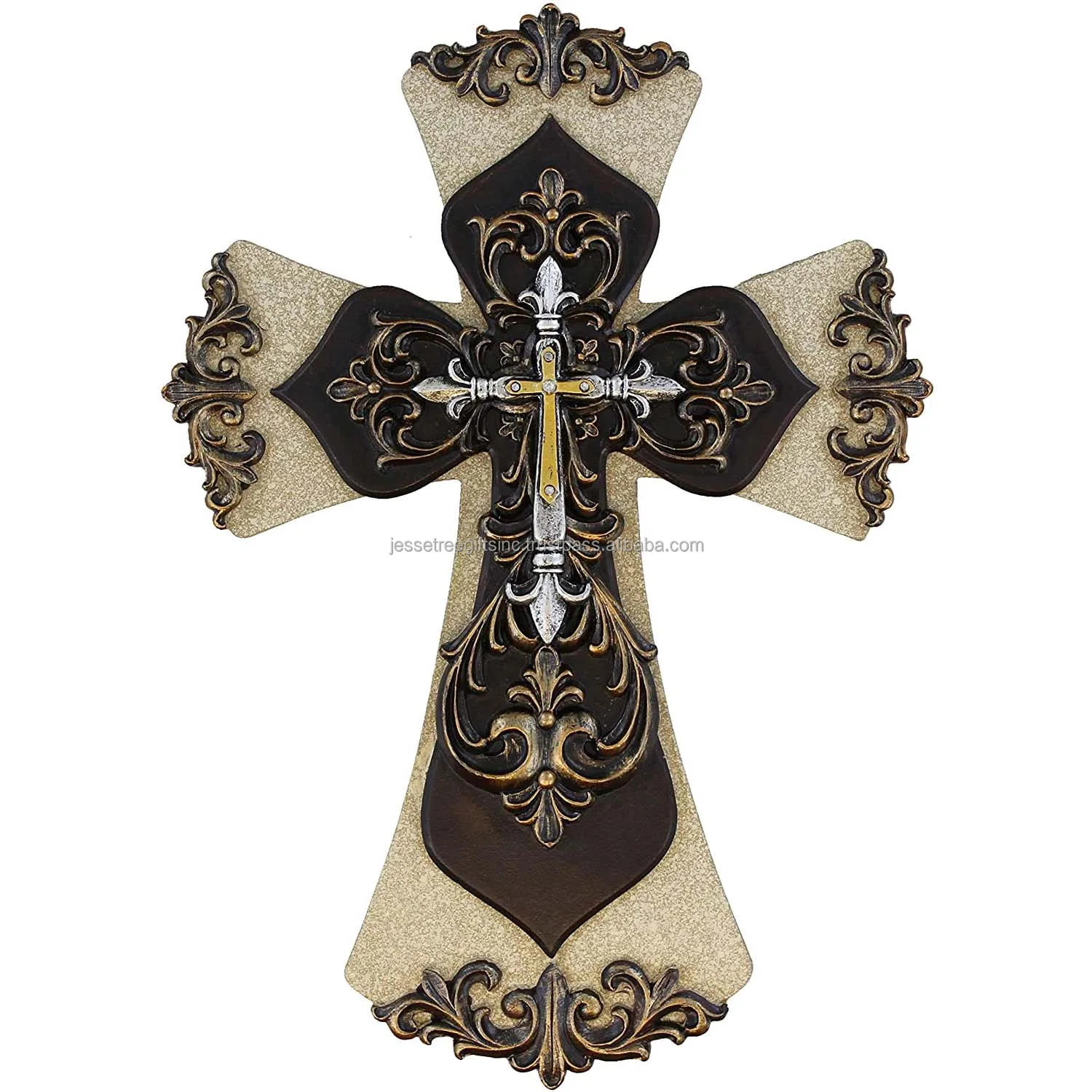 Metal Angel Wings Wall Mounted Cross With Black Powder Coating ...