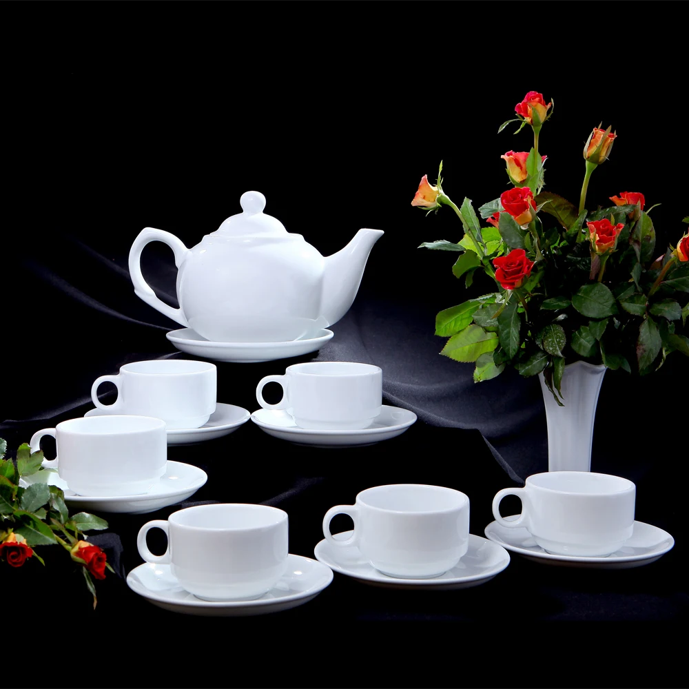 OEM Oval Tea Set - High Quality Oval Porcelain Tea Set with 6 Cups and ...