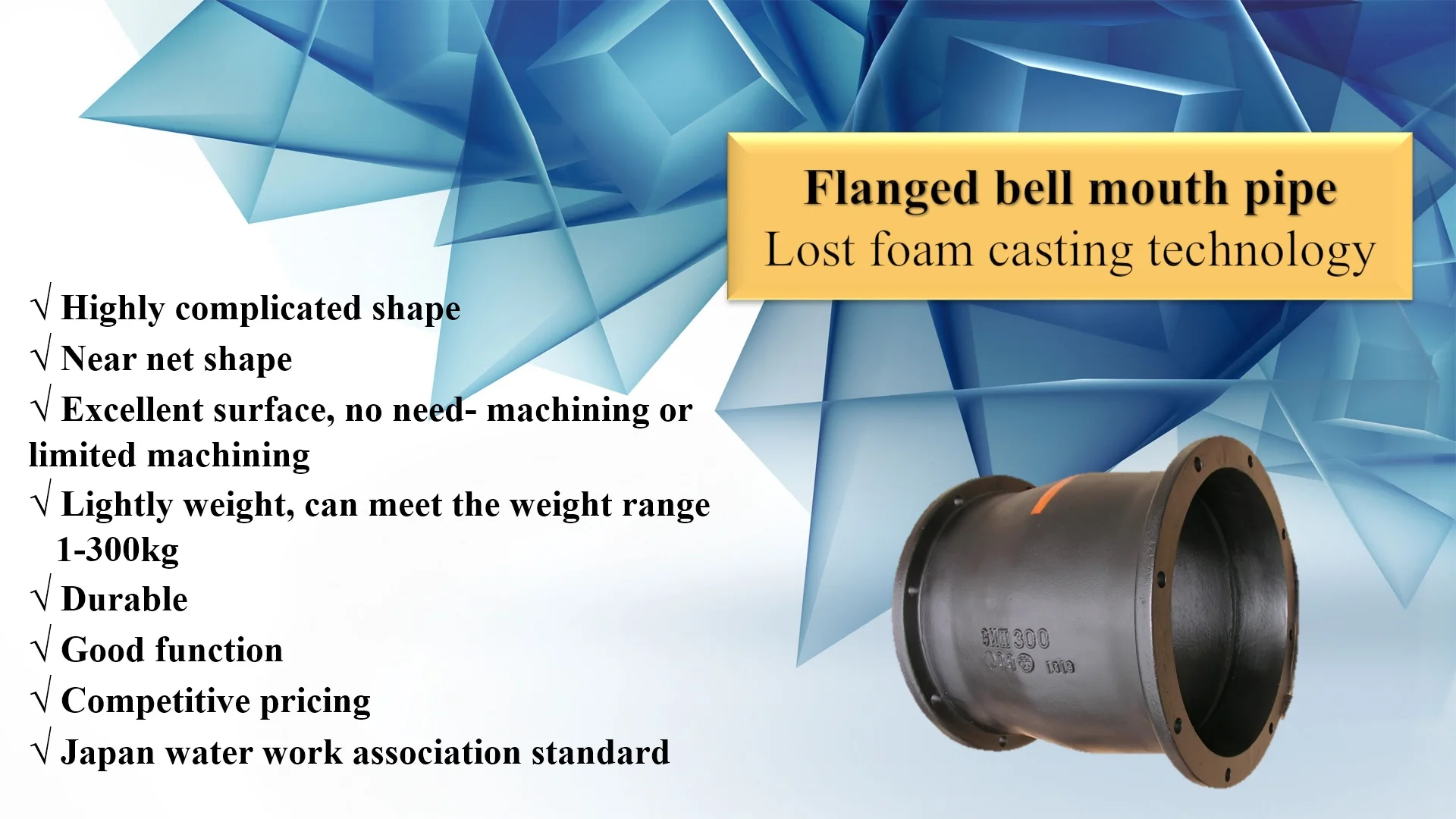 Durable nodular cast iron flanged bell mouth pipe lost foam casting ...