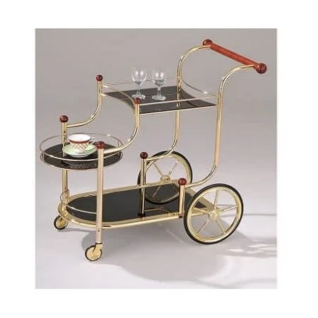 Hotel And Restaurant Food Serving Trolley 3-Tier Coffee Gold Cart ...