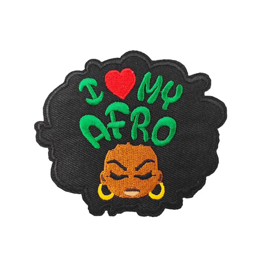 Custom Iron Sew on Chenille Embroidered Afro Black Girl Patches ...