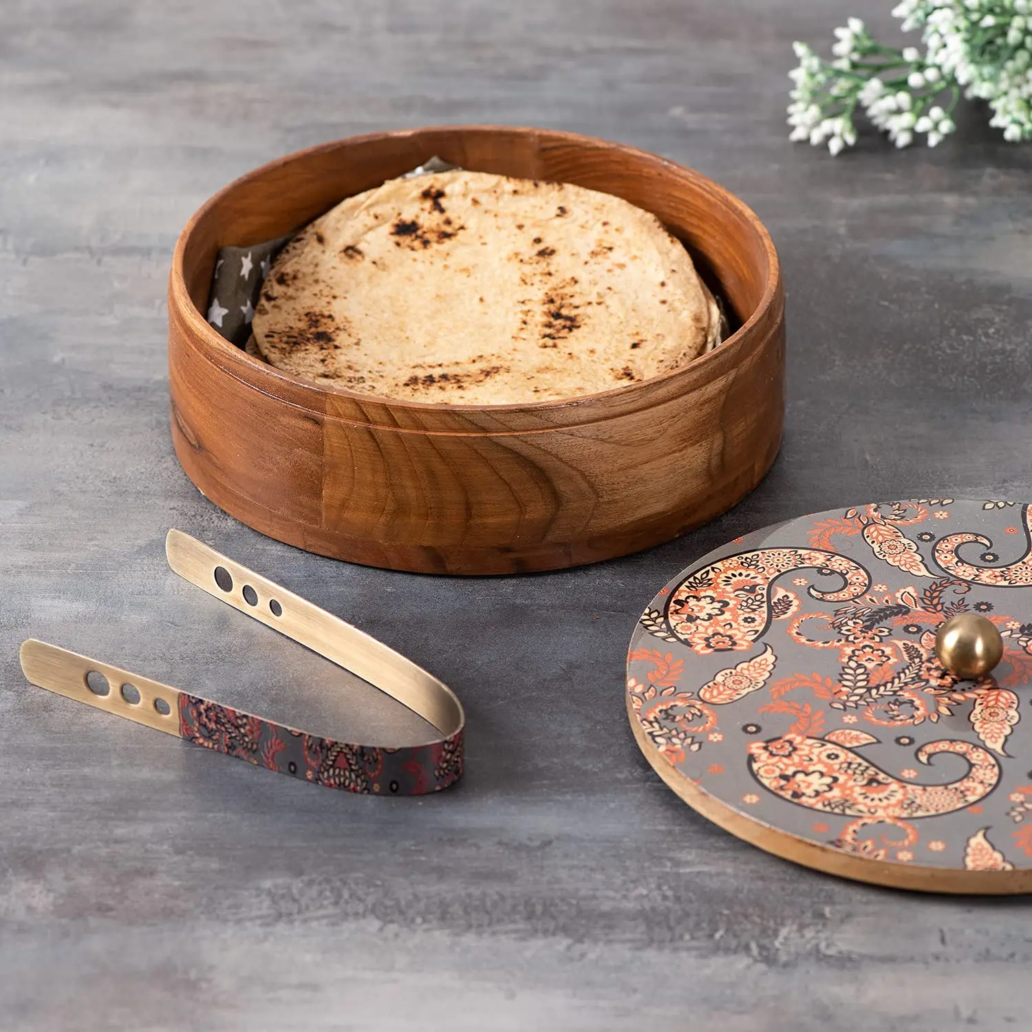 Alibaba.com: Handmade chapati box with designer tong, customizable size ...